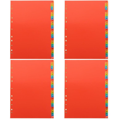Ciieeo 4 Sets a4 Index Divider Perforated Notebook Color File folders ...