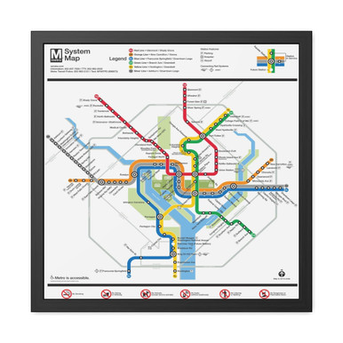Washington DC Subway Map Poster Railroad American Cartography Lines ...