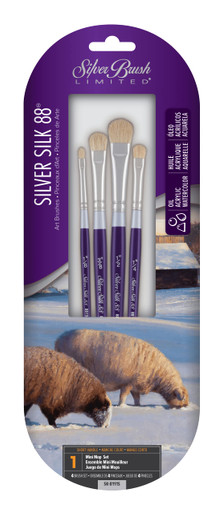 Silver Brush Limited SK-8111S Silver Silk 88 Mini Mop Brushes, Artist ...