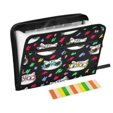 OTVEE Funny Glasses Cats Expanding File Folder with 13 Pockets and ...