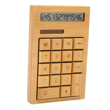 Bamboo Wooden Calculator, 18 Keys Desktop Calculator with 12 Digit ...