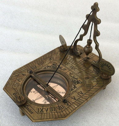 WORLD FAMOUS HANDICRAFTS Sundial Compass Brass Cox London Vintage ...