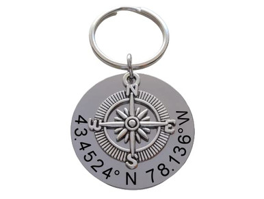 Custom Compass Keychain with Engraved Steel Disc for Coordinates ...