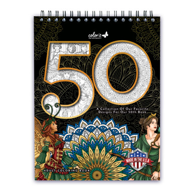 ColorIt 50 Spiral Bound Adult Coloring Book, 50 Original Designs with ...