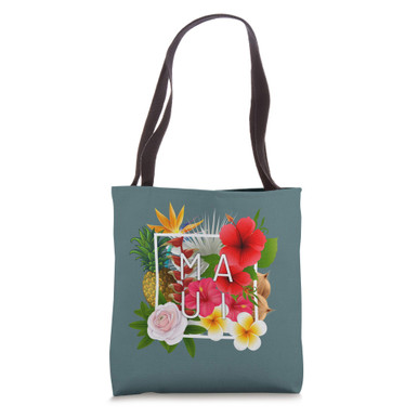 Flowers of Maui Word Art - Hawaiian Island Souvenir Tote Bag ...