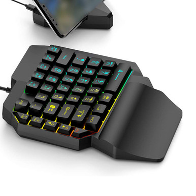 CUIFATI Portable 39 Keys OneHanded Keyboard Colorful Breathing Light ...