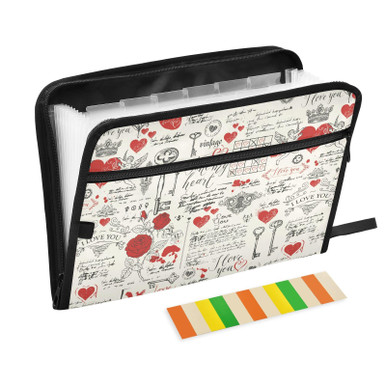 Love Valentine Retro Abstract Rred Hearts Roses Keys File Folders 13 ...