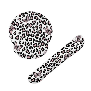 Pink Butterfly Leopard Print Keyboard Wrist Rest Pad and Mouse Pad ...