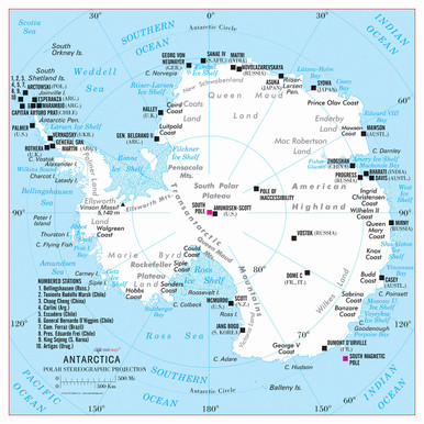 Cool Owl Maps Antarctica 24"x24" Rolled (Laminated) - Warehousesoverstock