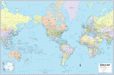 Cool Owl Maps World Wall Map, United States Center Political (36"x24 ...