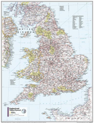 National Geographic Maps: England and Wales Wall Map - Compact - 21.5 x ...