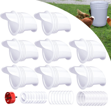 8 Pack Chicken Feeder Kit No Waste Chicken Feeders DIY Poultry Feeder ...