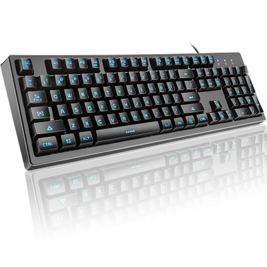VINMEN Black Gaming Keyboard with LED Backlit Wired USB 104 Keys White ...