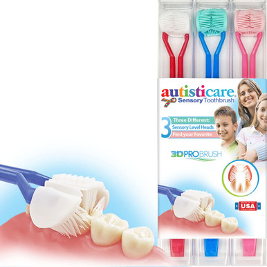 autisticare New Softer Feel Sensory 3-Sided Toothbrush 3-PK | Autism ...