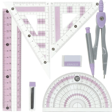 TEHAUX 3 Sets Ruler Set Drawing Stationery Protractor Compass Triangle ...