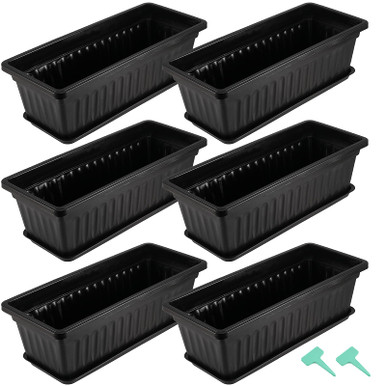 HAKZEON 6 Pack 17 Inches Plastic Flower Box Planters with Trays ...