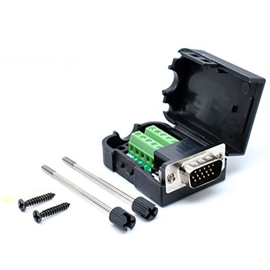 Willwin DB15 3+6 D-SUB VGA Male 3Row 15Pin Connector Adaptor Screw ...