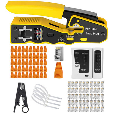 LEATBUY RJ45 Crimper Cat5 Cat5e Cat6 Crimping Tool Kit Crimp Tool Set ...