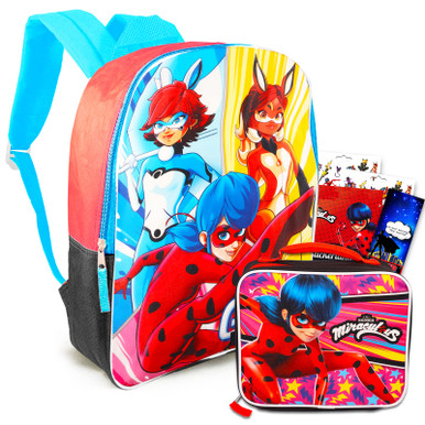 The Miraculous Ladybug Backpack Set ~ 3 Pc School Supplies Bundle With ...