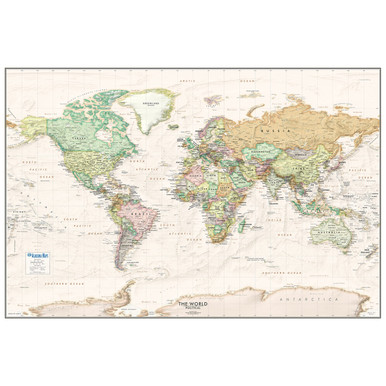 Executive Antique Ocean World Political Wall Map | 36x24 Large World ...