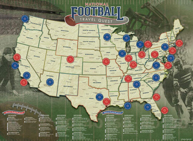Map Your Travels National Football Stadium Travel Poster | 19"x26 ...