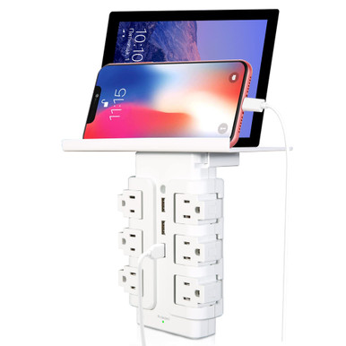 E-Macht Wall Outlet Extender Surge Protector with 6 Rotating Outlets ...