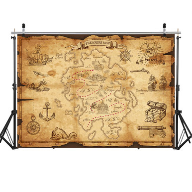 WOLADA Pirate Treasure Map Backdrop Background Pirate Backdrop Pirate ...