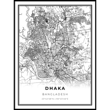 Skanndi Dhaka Map Print, Bangladesh Map Art Poster, Dacca, Modern Wall ...
