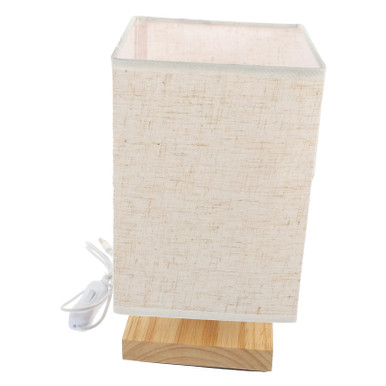 Veemoon Square Fabric Shade Table Lamp Reading Room Lamp Wood Bedside ...