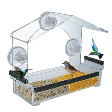Transparent Window Bird Feeder with Strong Suction Cups, Drainage Holes ...