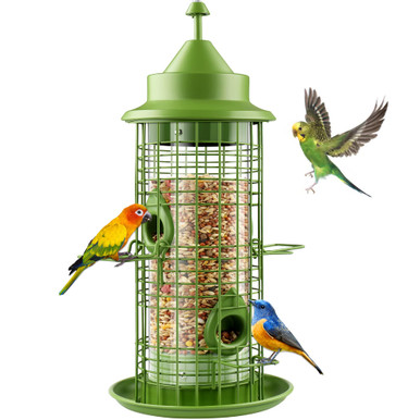 Decflow Bird Feeder, Wild Metal Bird Feeders for Outside with 4 Feeding ...