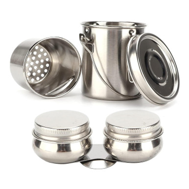 Ruiqas Stainless Steel Palette Cup Craft Paint Brush Cup and Double Oil ...
