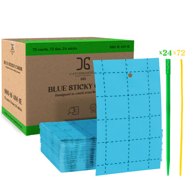 Catchmaster GRO Blue Sticky Trap 72PK, Outdoor Insect Trap, Protect ...