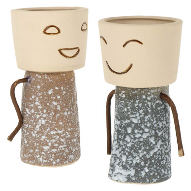 GANAZONO Indoor Planters 2pcs Ceramic Human Flower Pot Face Planters ...