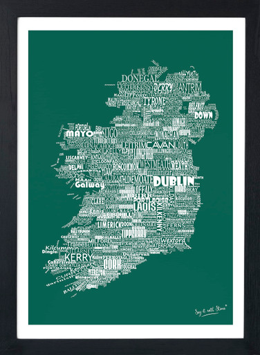 Christmas Gifts - 2 Green Maps of Ireland - Shaped out of Names of ...
