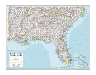 National Geographic: Southeastern USA Wall Map - 28 x 22 inches ...