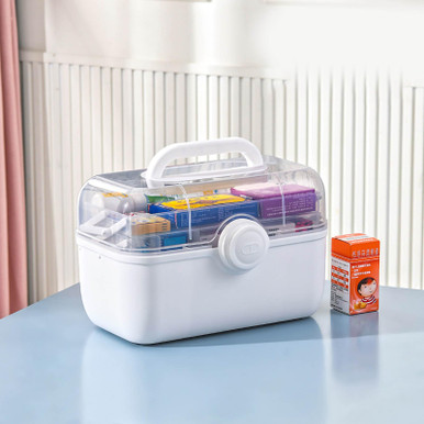 Medicine Box with Portable Handle, First Aid Safe Medication Storage ...