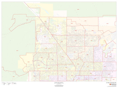 Las Vegas, Nevada Zip Codes - 48" x 36" Paper Wall Map ...