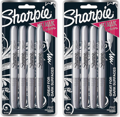 Sharpie 39109PP Metallic Permanent Markers, Fine Point, Silver, 2 ...