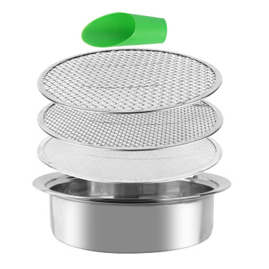 Dirt Garden Sieve Soil Sifter - Stainless Stackable Sifting Pan Soil ...