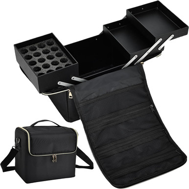 Stagiant Extra Large Makeup Train Case with Nail Polishes Organizers ...