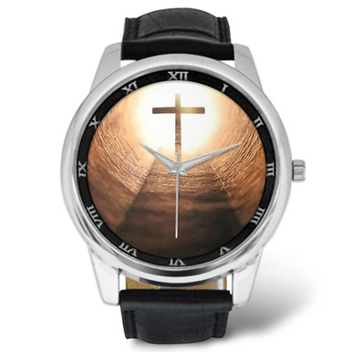 Gifts Everywhere Men's Leather Strap Large Dial Watch - Jesus Christ ...