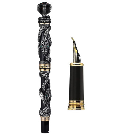 JinHao Black Snake Fountain Pen Bent Nib with Converters for Writing ...