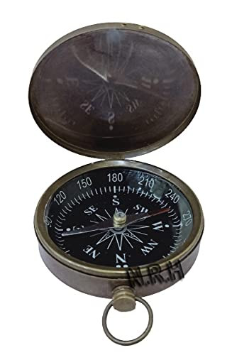 Nautical Vintage Antique Compass Solid Brass Compass Pocket Flat ...