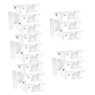 Ciieeo 20 Sets Transparent 15cm Ruler Triangular Scale Drafting Tools ...