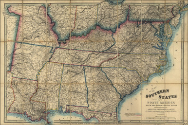 24"x36" Gallery Poster, military Map of southern confederate states ...