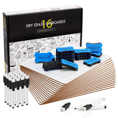 Magicfly Small White Board Whiteboard Lined Dry Erase Board 9"x12", 16 ...