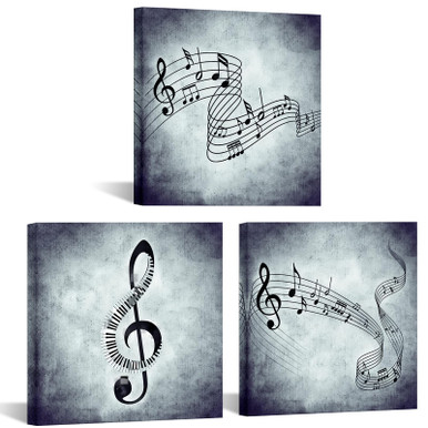 YeiLnm 3 Piece Music Wall Art Decor Music Note Pictures Canvas Prints ...