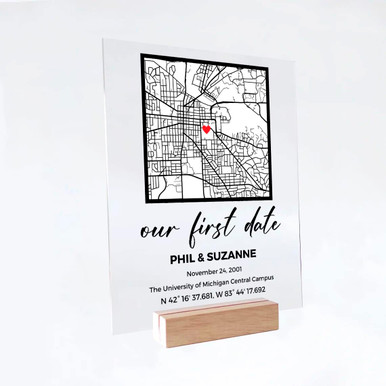 Our First Date Valentines Day Map Plaque - Couple Map, Gift for Her ...