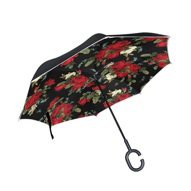 MRMIAN ALAZA Red Rose Flowers Floral Windproof Inverted Open Close ...